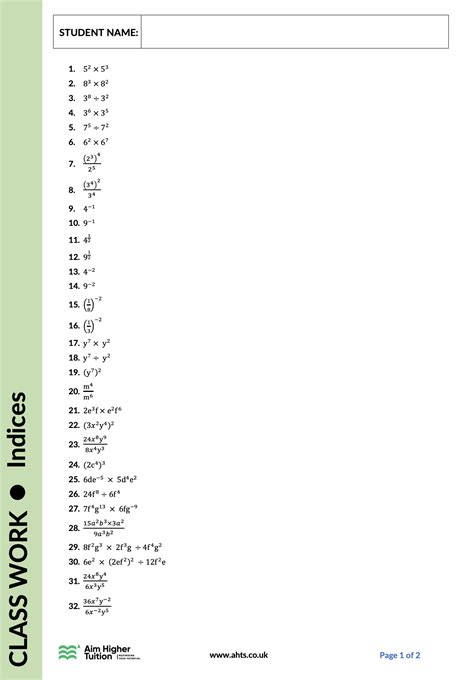 Indices Number Ks3gcse Teaching Resources