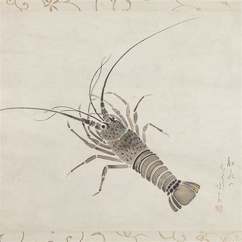 代購代標第一品牌樂淘letao五大石順教尼 伊勢海老図 真作 紙本 彩色 口筆 掛軸 箱付