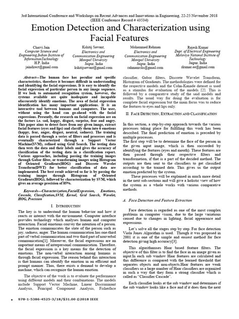 Emotion Detection And Characterization Using Facial Features Pdf Support Vector Machine