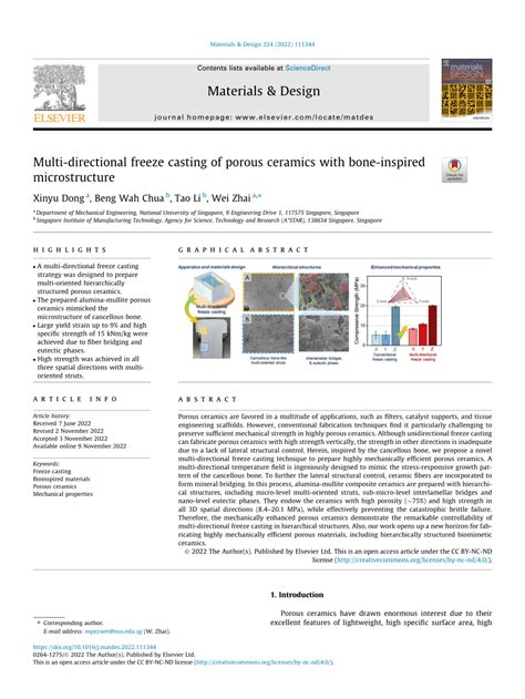 Pdf Multi Directional Freeze Casting Of Porous Ceramics With Bone Inspired Microstructure