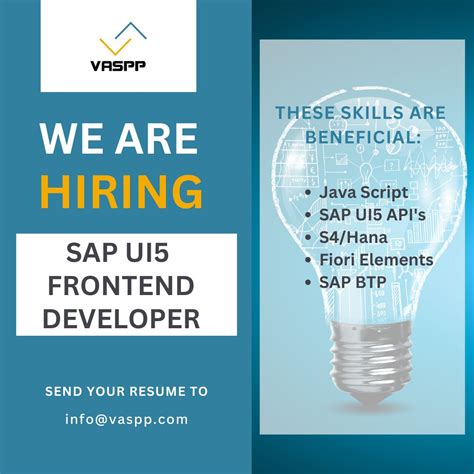 Vaspp On Linkedin Vaspp Joboffer Jobopportunity Hiring Ui5