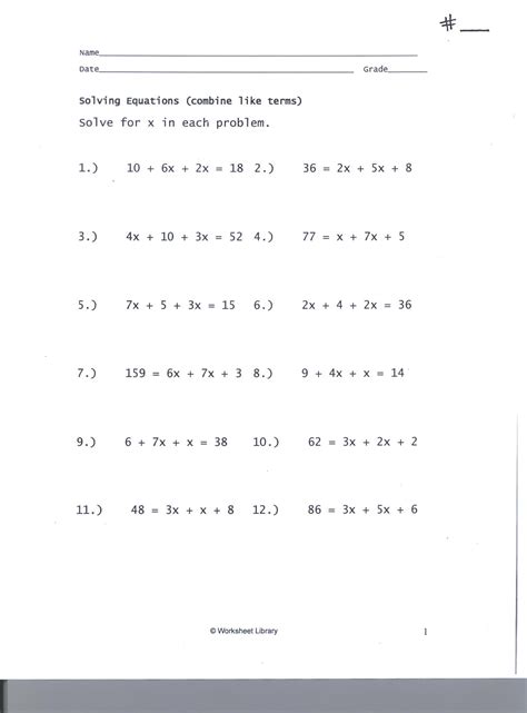 Simple Equations Worksheets Equations Worksheets