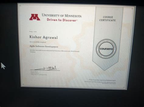 Kishor Agrawal On Linkedin Completion Certificate For Agile Software Development