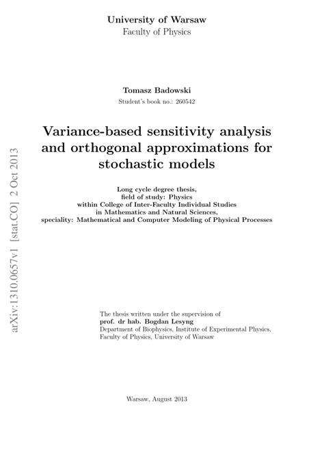 Pdf Variance Based Sensitivity Analysis And Orthogonal Approximations
