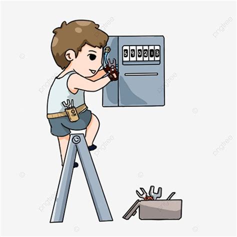 รูปการ์ตูนวาดด้วยมือ หัวหน้าคนงานตกแต่ง ซ่อมคนงาน เด็กชายรูปหล่อคนงาน Png ภาพตัดปะไฟฟ้า การ