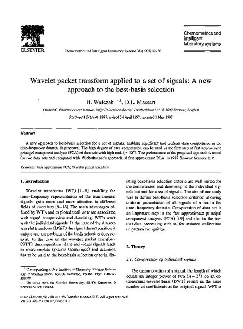 Pdf Wavelet Packet Transform Applied To A Set Of Signals A New