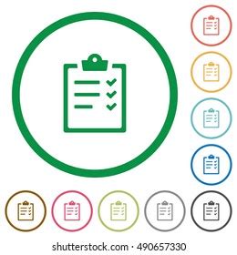Set Task List Color Round Outlined Stock Vector Royalty Free Shutterstock
