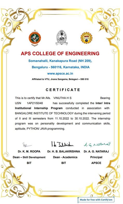 Internship Engineering Skilldevelopment Python Java Vinutha H S
