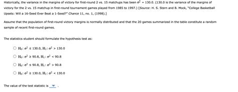 Solved Hypothesis Testing About A Population Variance Chegg