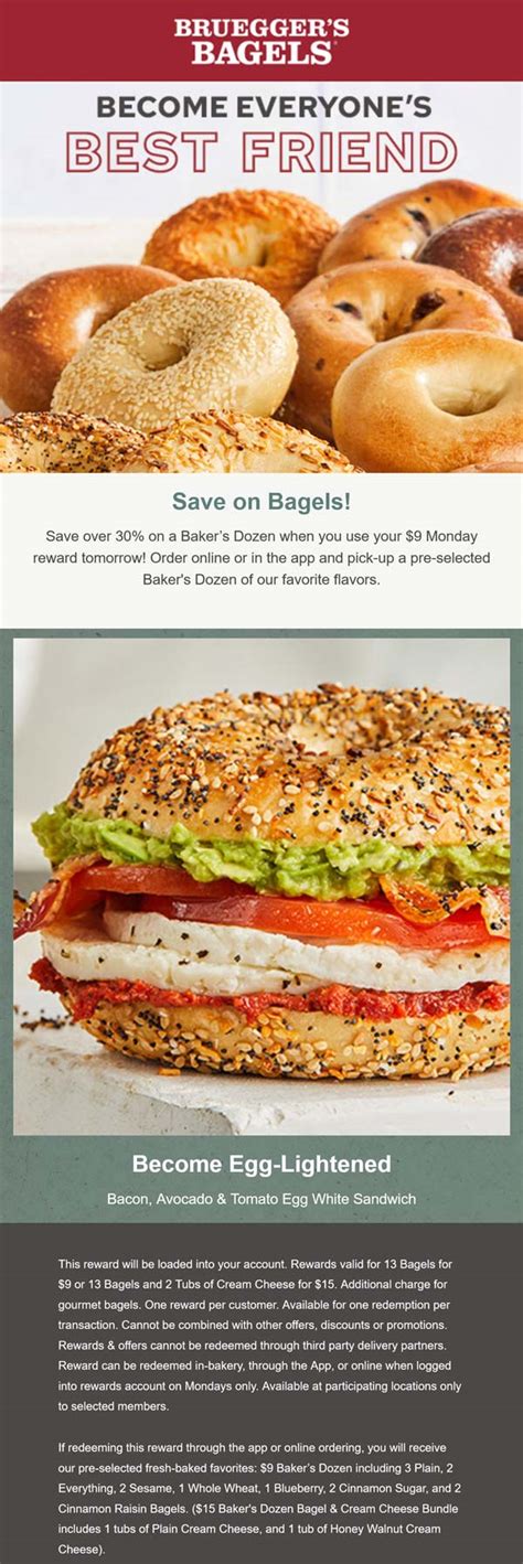 9 Bakers Dozen Today At Brueggers Bagels Restaurants Brueggersbagels