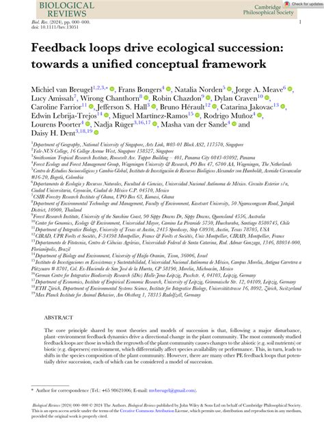 Pdf Feedback Loops Drive Ecological Succession Towards A Unified