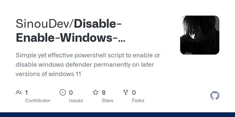 Github Sinoudev Disable Enable Windows Defender Permanently Simple Yet Effective Powershell