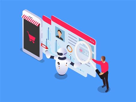 Premium Vector Businesspeople Using Finance Assistant Computer App