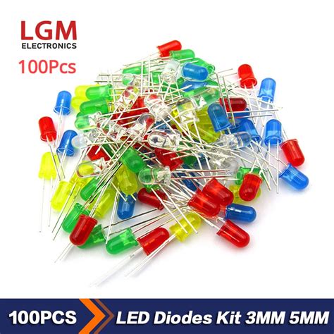100pcs 3mm 5mm Led Diode Electronic Leds Kit Light Emitting Diode White Green Red Blue Yellow F3
