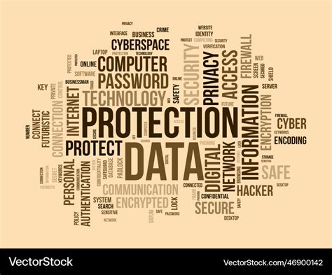 Word Cloud Background Concept For Data Protection Vector Image