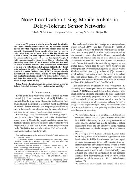 Pdf Node Localization Using Mobile Robots In Delay Tolerant Sensor Networks