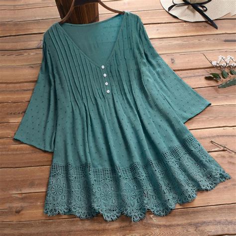 Купити Жіночі модні вінтажні мереживні блузки з V подібним вирізом топ