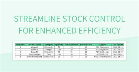 Optimize Stock Management For Improved Operational Efficiency Excel