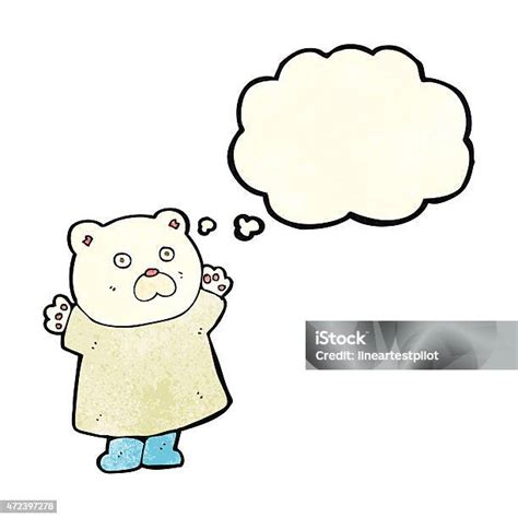 การ์ตูนตลกหมีขั้วโลกกับฟองความคิด ภาพประกอบสต็อก ดาวน์โหลดรูปภาพตอนนี้ 2015 การวาดภาพ