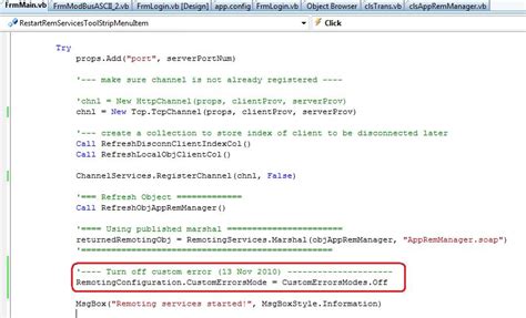 System Runtime Remoting RemotingException Server Encountered An