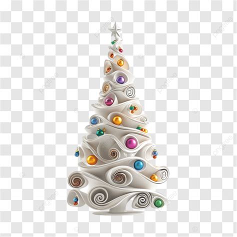 생생한 장식품이 있는 흰색 장식 크리스마스 트리 나선형 나무 화이트 크리스마스 축제 장식품 Png 일러스트 및 이미지 에 대한 무료 다운로드 Pngtree
