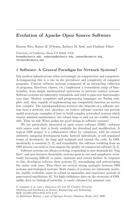 Pdf Evolution Of Apache Open Source Software