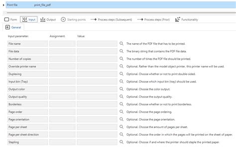 Variable Parameters For The Print File Pdf Connector Thinkwise
