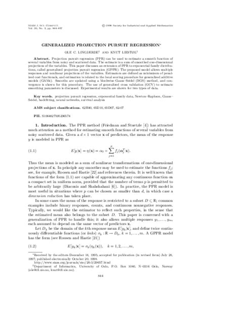 Pdf Generalized Projection Pursuit Regression