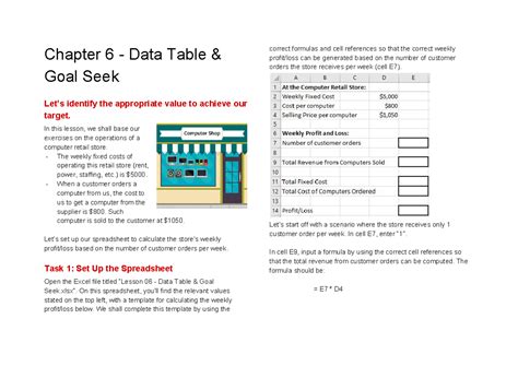 Chapter 6 Data Table And Goal Seek Chapter 6 Data Table And Goal Seek