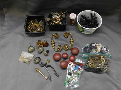 Lot Of Assorted Vintage Antique Drawer Pulls Wooden And Ceramic Knobs
