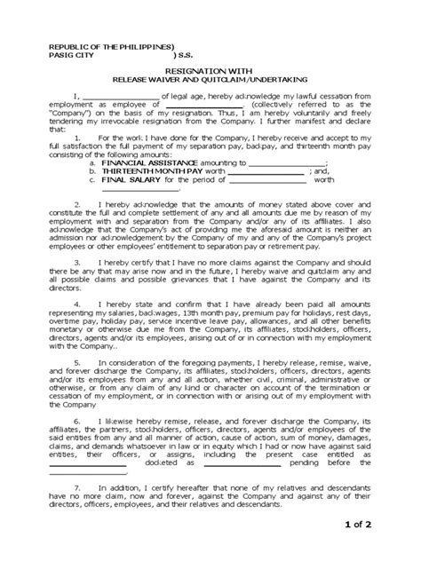 Sample Quitclaim Salary Government Sample Quitclaim Salary Government