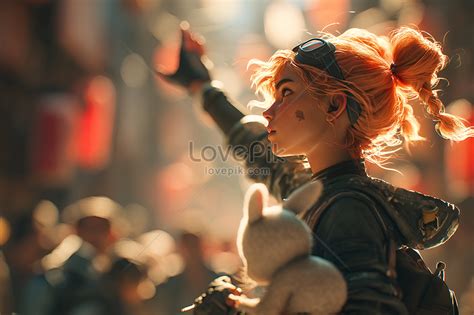 여성 영웅과 흰 토끼 인형