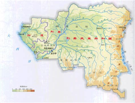高清刚果地形图 世界地图 初高中地理网