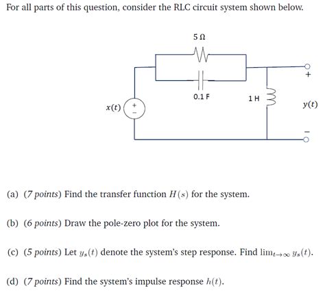 Solved For All Parts Of This Question Consider The RLC Chegg Com