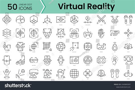 Set Virtual Reality Icons Line Art Stock Vector Royalty Free
