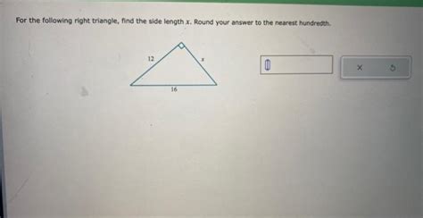 Solved For The Following Right Triangle Find The Side