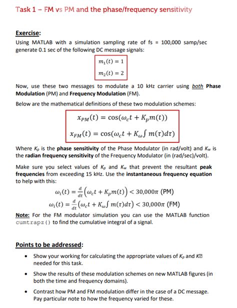 Solved Part 1 Angle Modulation Fm And Pm A Simple Fm