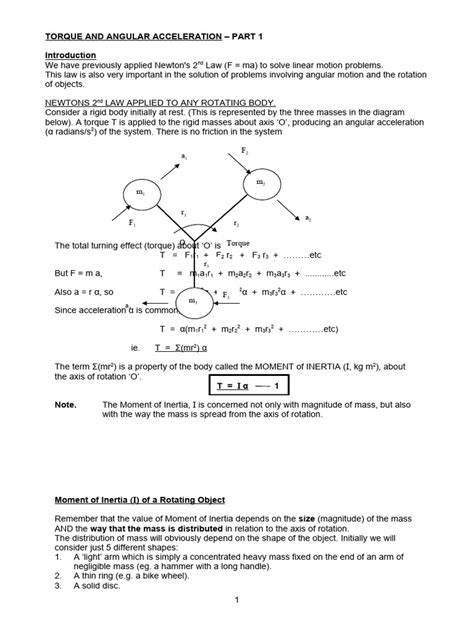 06 Torque And Acceleration Notes Part 1 Pdf Torque Rotation