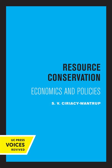 Resource Conservation By Siegfried V Ciriacy Wantrup Paper