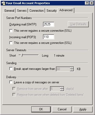 Outlook Express 6 Authenticated SMTP Mail Relay Alternate SMTP Port Setup