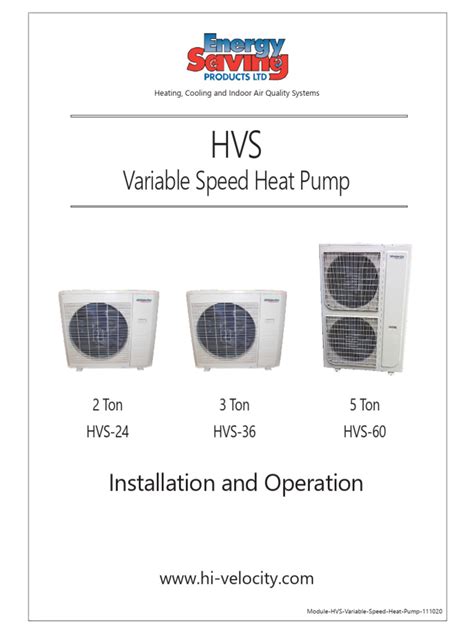 Module Hvs Variable Speed Heat Pump Manual 111020 Pdf Pipe Fluid Conveyance Heat Pump