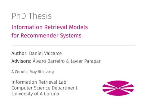 Information Retrieval Models For Recommender Systems Phd Slides Pdf