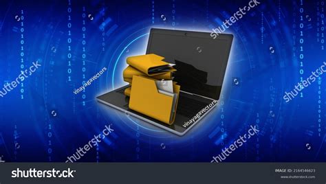 3d rendering folder connected computer network stock illustration
