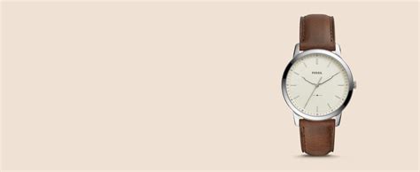 Fossil Mens Minimalist Quartz Stainless Steel And Leather Two Hand Watch Color