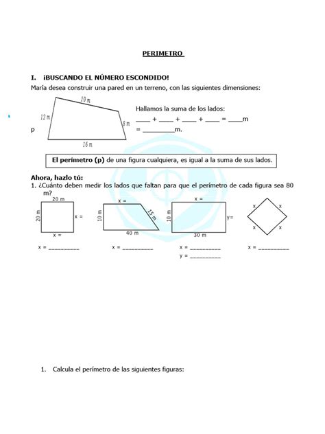 Perímetros Para Cuarto De Primaria Pdf Geometría Elemental