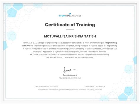 m sai krishna satish on linkedin python programming internshala skillsdevelopment