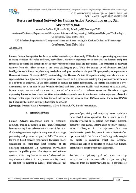 Pdf Recurrent Neural Network For Human Action Recognition Using Star Skeletonization