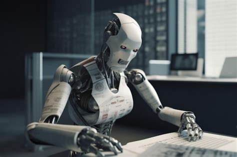 Premium Photo Technology Ai Office Laptop Document Robot Artificial