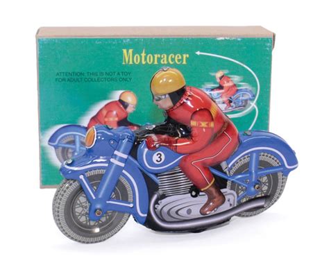 Sold Price Chinese Tinplate Clockwork Motoracer Motorcycle March 1