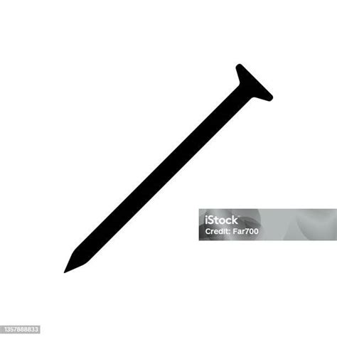 네일 아이콘 블랙 실루엣 측면 보기입니다 벡터 간단한 평면 그래픽 그림 흰색 배경의 격리된 개체입니다 격리 못에 대한 스톡 벡터 아트 및 기타 이미지 Istock